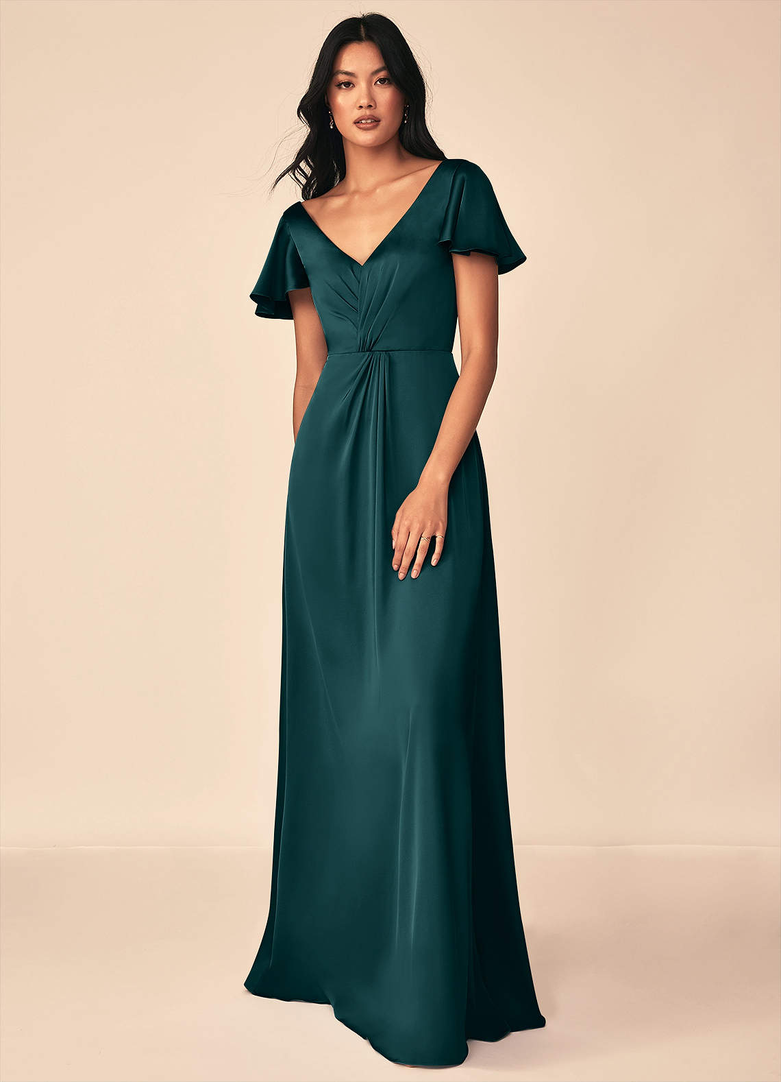 Pine Azazie Soren Stretch Satin Dress Bridesmaid Dresses | Azazie