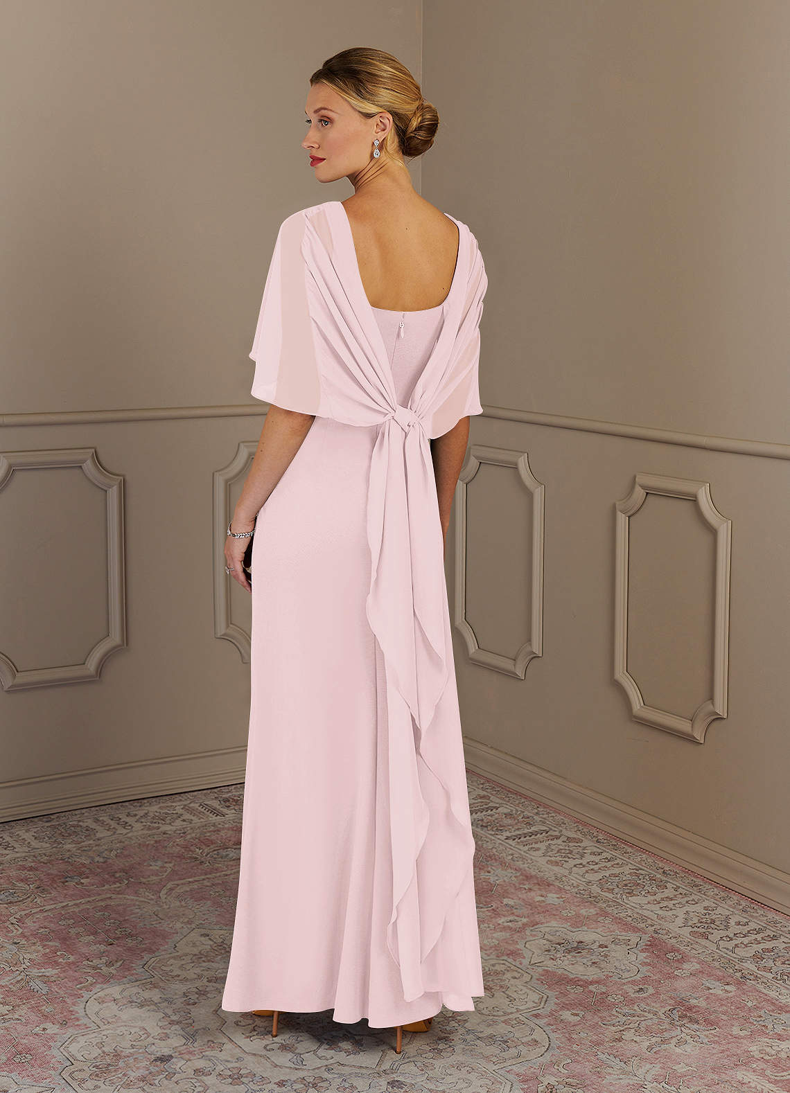 Azazie Dion Blushing Pink Sheath Scoop Stretch Crepe Dress | Azazie