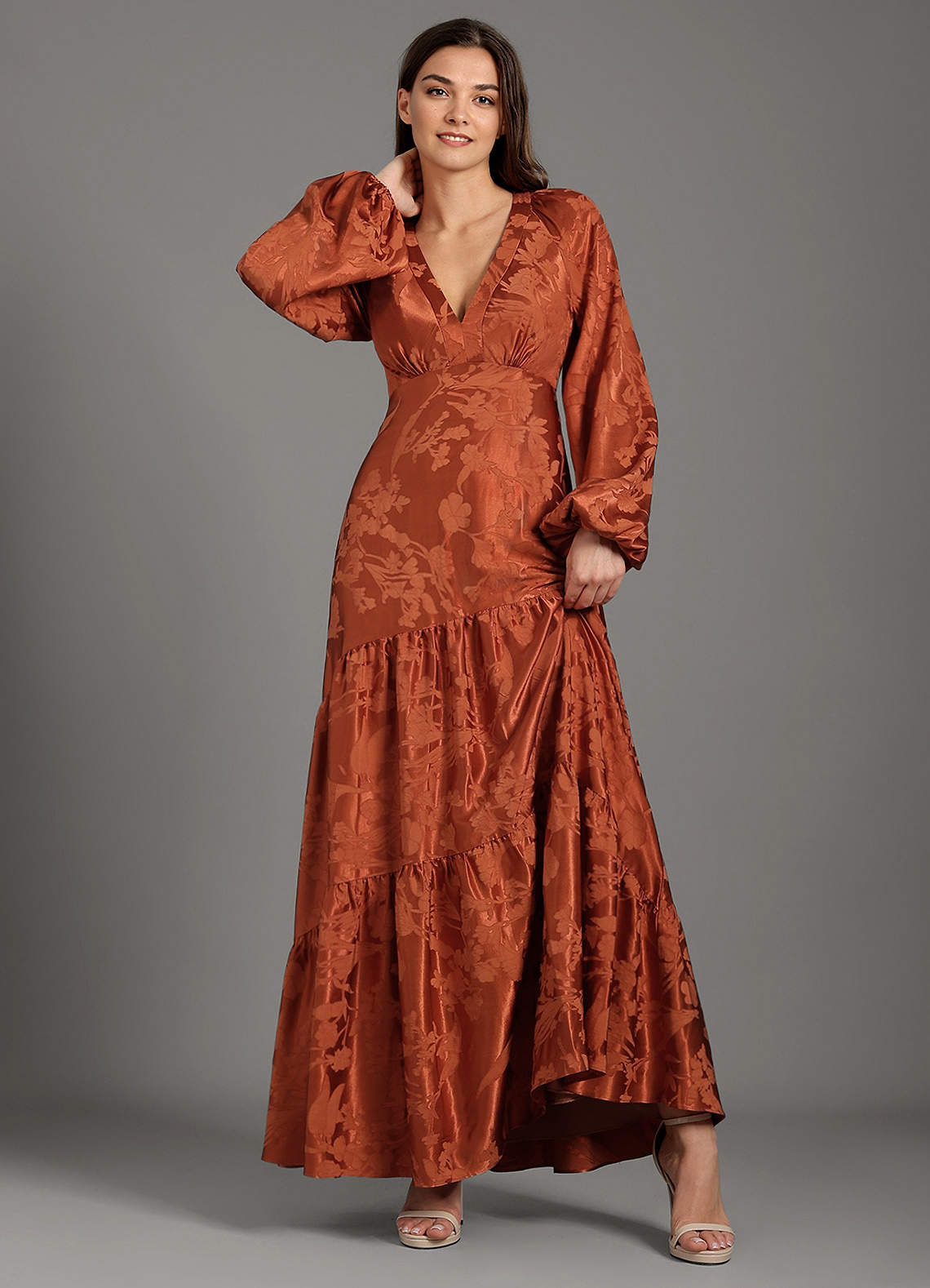 Melissa Rust Long Sleeve Maxi Dress Atelier Dresses | Azazie