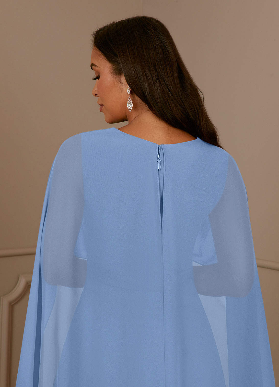Steel Blue Azazie Isa Steel Blue A-Line V-Neck Pleated Chiffon Dress ...