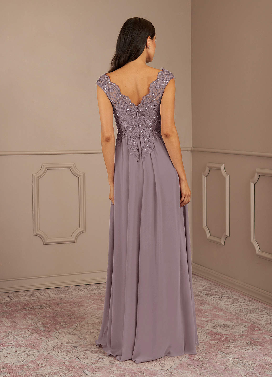 Azazie Amethyst Dusk A-Line V-Neck Sequins Chiffon Dress | Azazie