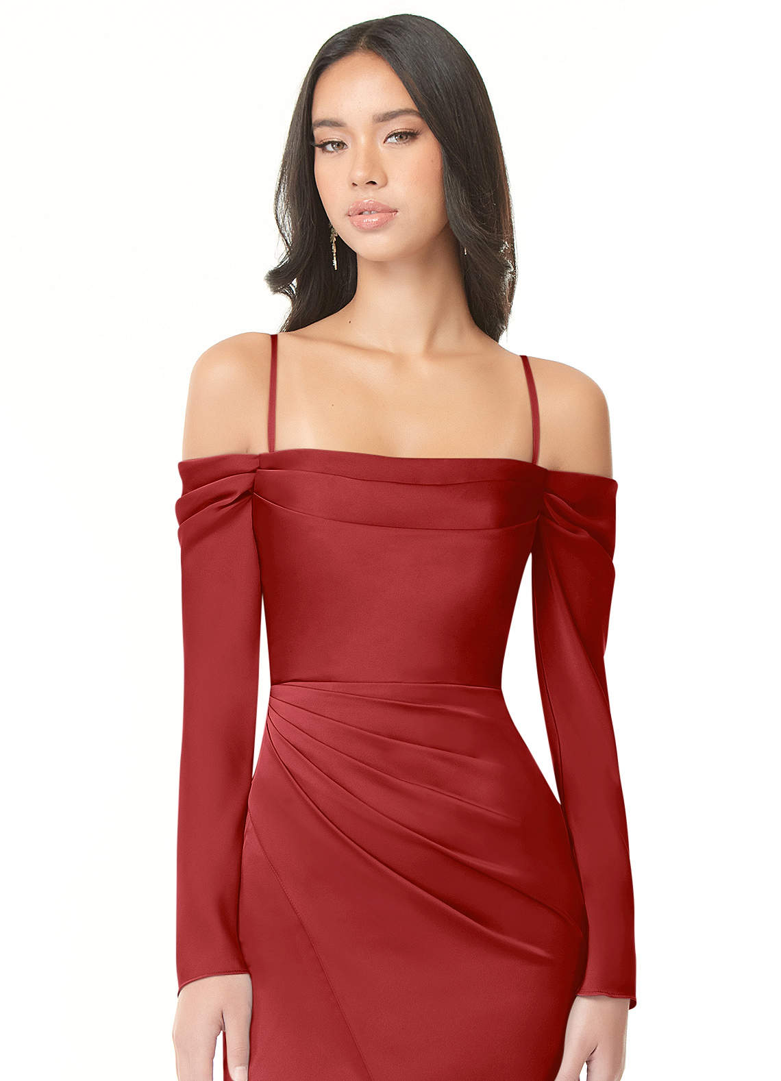 Pomegranate Azazie Hallie Stretch Satin Dress Bridesmaid Dresses | Azazie