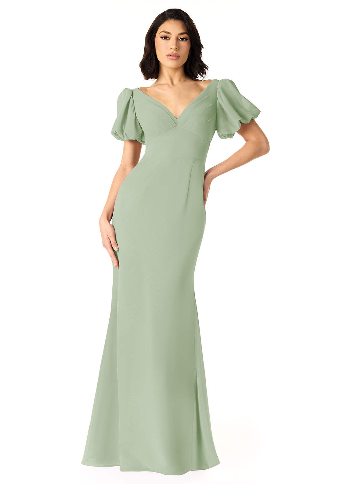 Dusty Sage Azazie Sadie Bridesmaid Dresses | Azazie