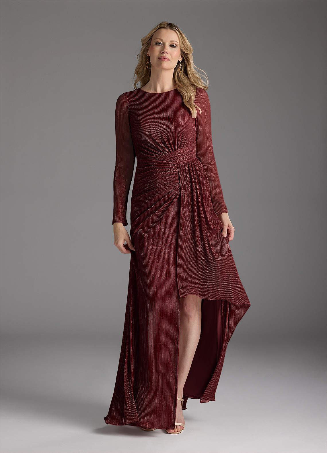 Ruby Azazie Phylis Ruby Mermaid Pleated Metallic Mesh Dress | Azazie