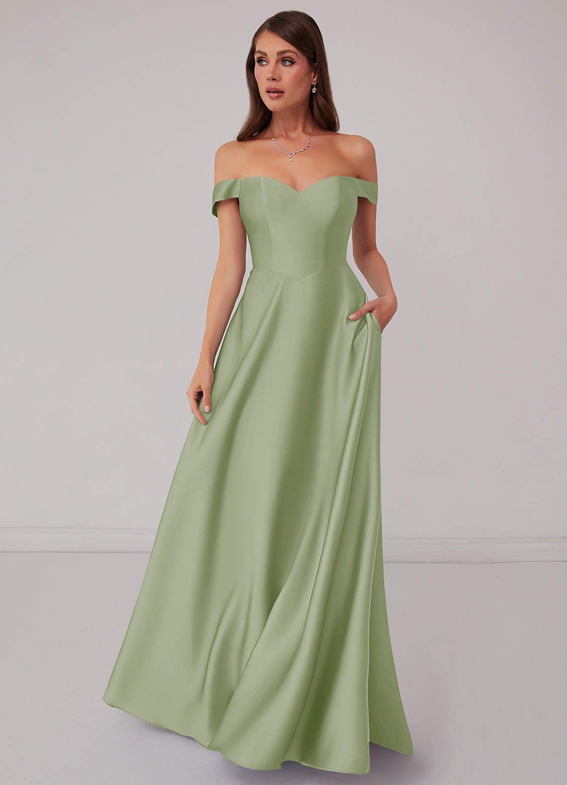 Dusty Sage Barbie™ AZAZIE 1013 Bridesmaid Dresses | Azazie