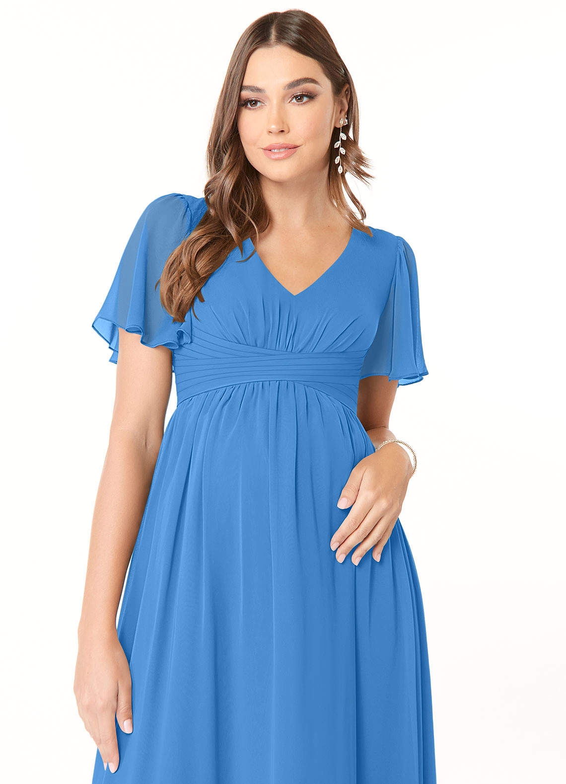 Azazie Verna Blue Jay Maternity Bridesmaid Dresses | Azazie