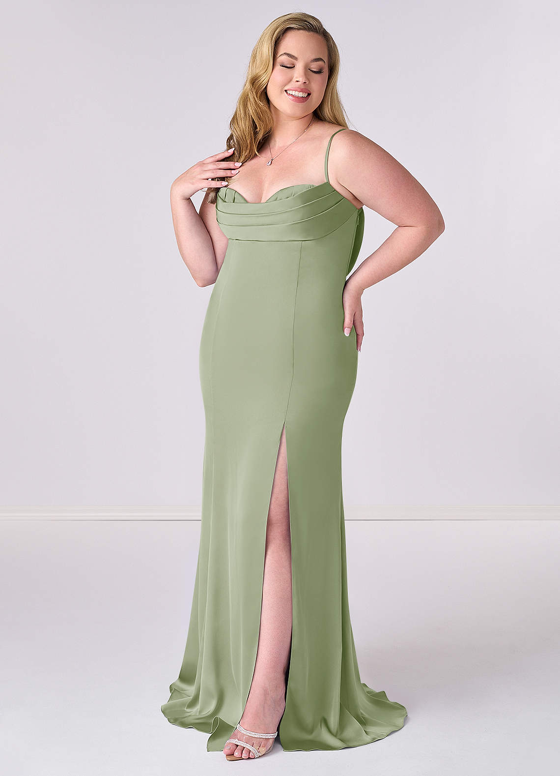 Dusty Sage Barbie™ AZAZIE 1005 Bridesmaid Dresses | Azazie