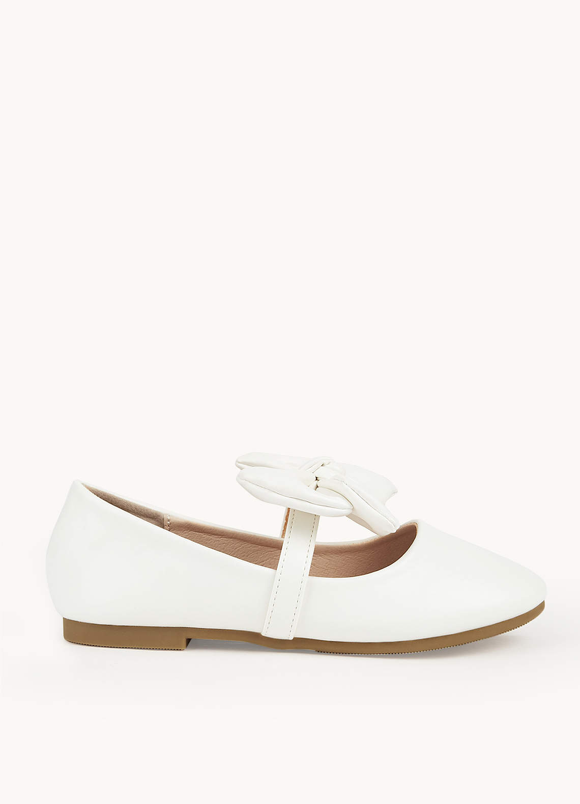 White Bow Strap Girl's Flat Shoes | Azazie