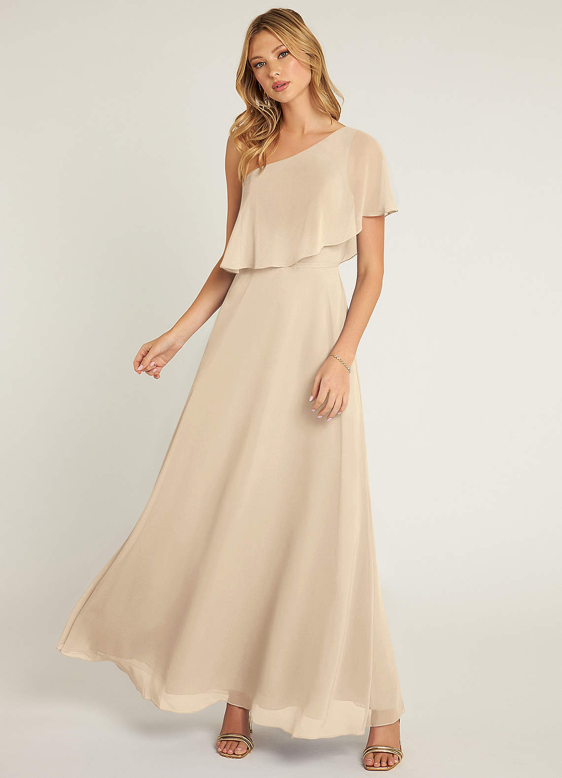 Champagne Azazie Lizzy Bridesmaid Dresses | Azazie