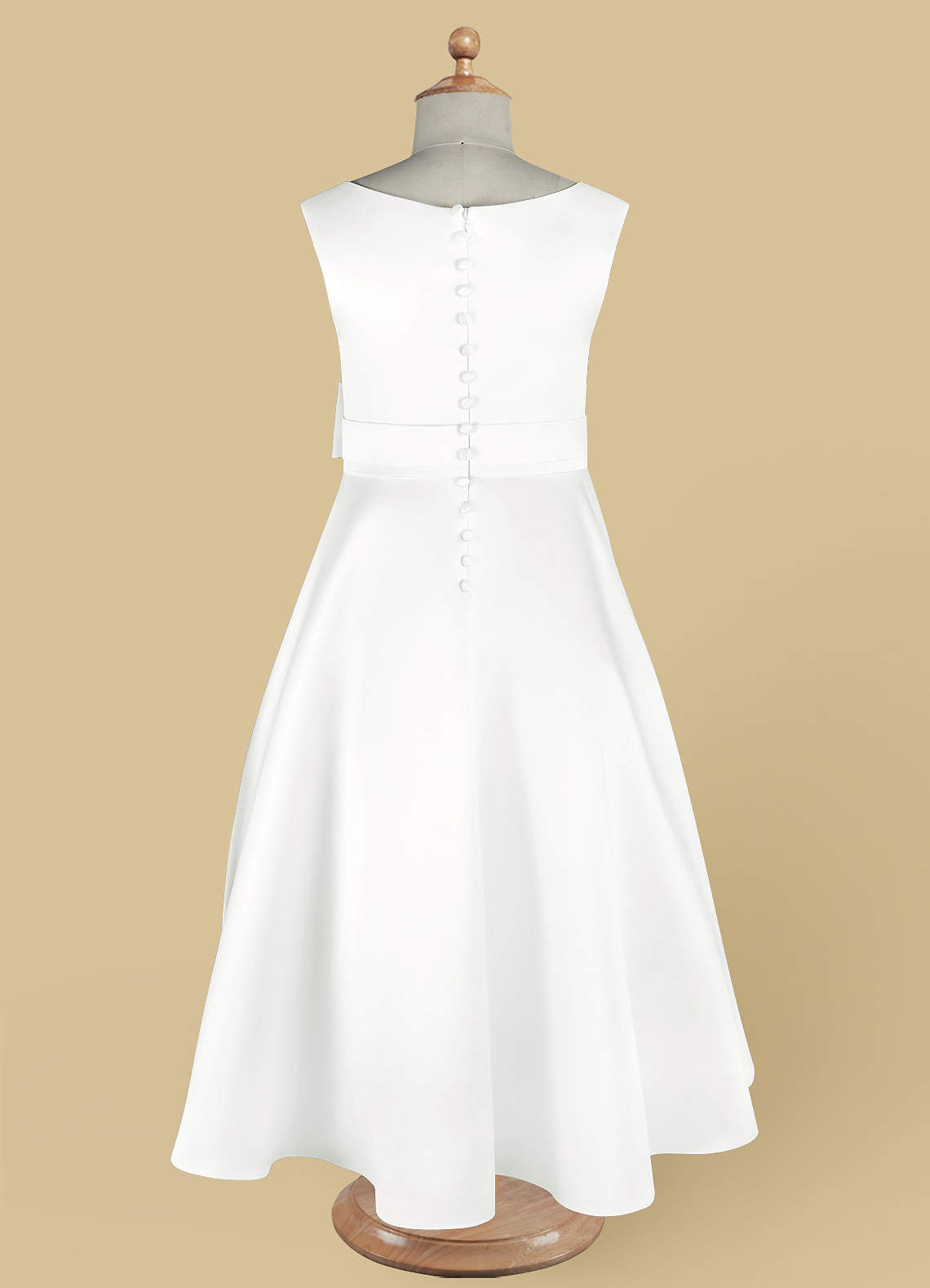 Azazie Lindy Ivory A-Line Pleated Matte Satin Dress | Azazie
