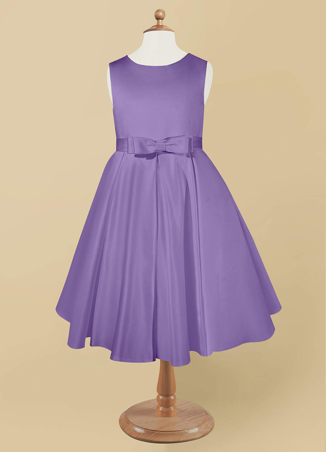 Tahiti Azazie Coco A-Line Bow Matte Satin Knee-Length Dress | Azazie
