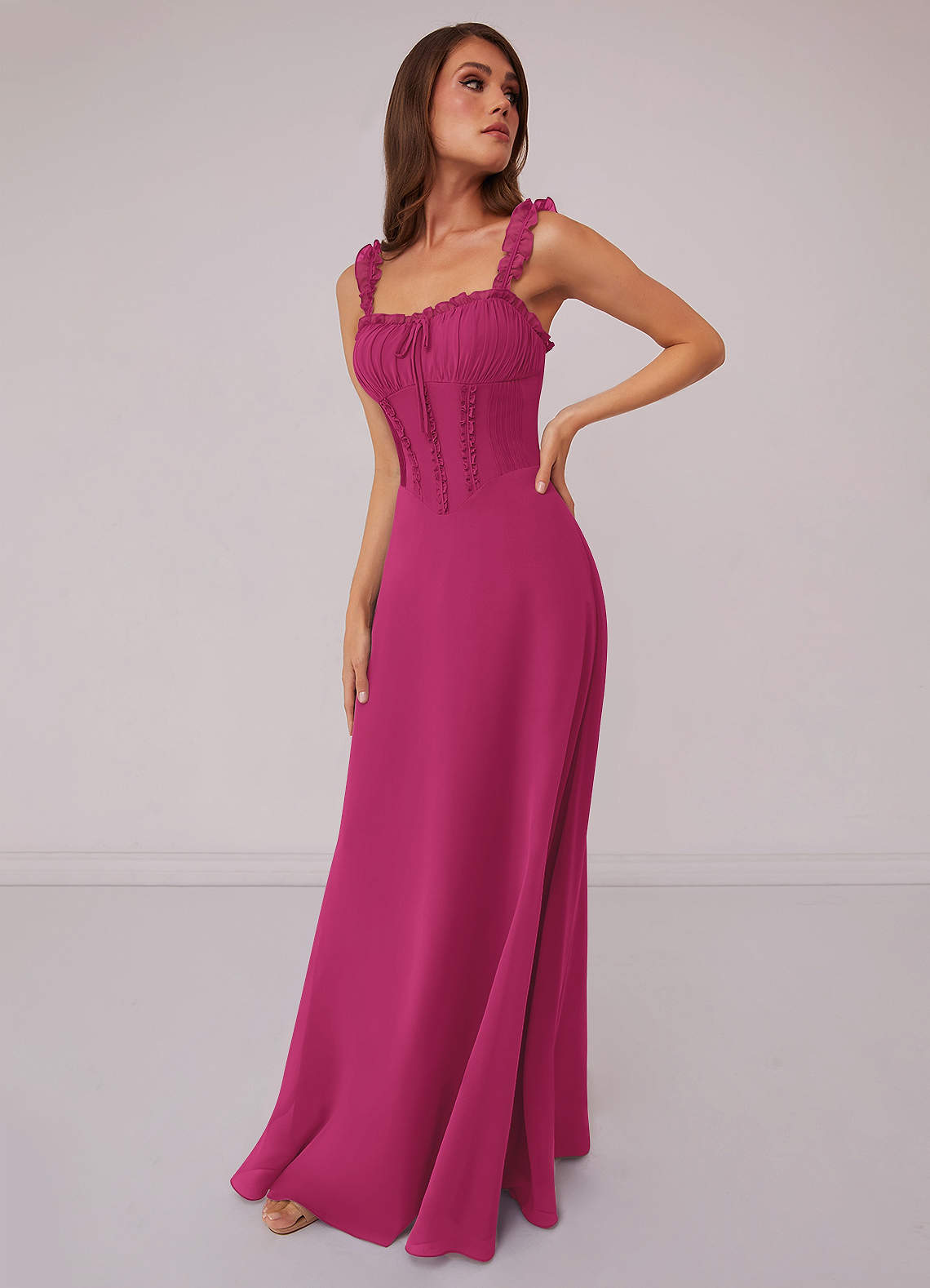 Barbie™ Pink Dropped Waist Ruffle Chiffon A-line Dress Bridesmaid ...