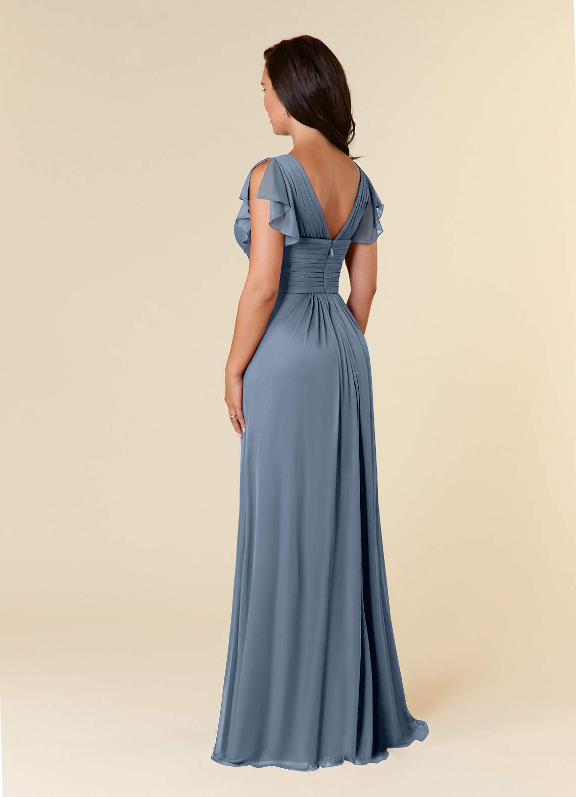 Twilight Azazie Reneya A-Line Pleated Mesh Floor-Length Dress | Azazie