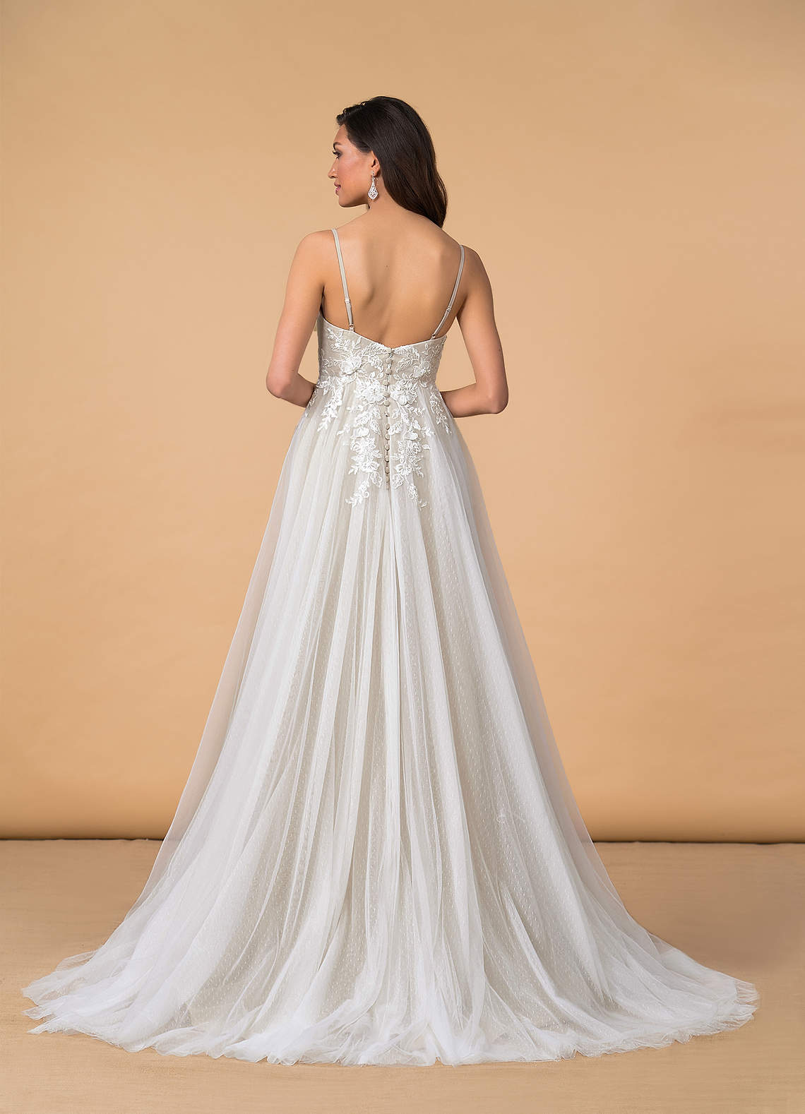 Diamond White/Nude Azazie Nikita A-Line Sequins Tulle Chapel Train ...