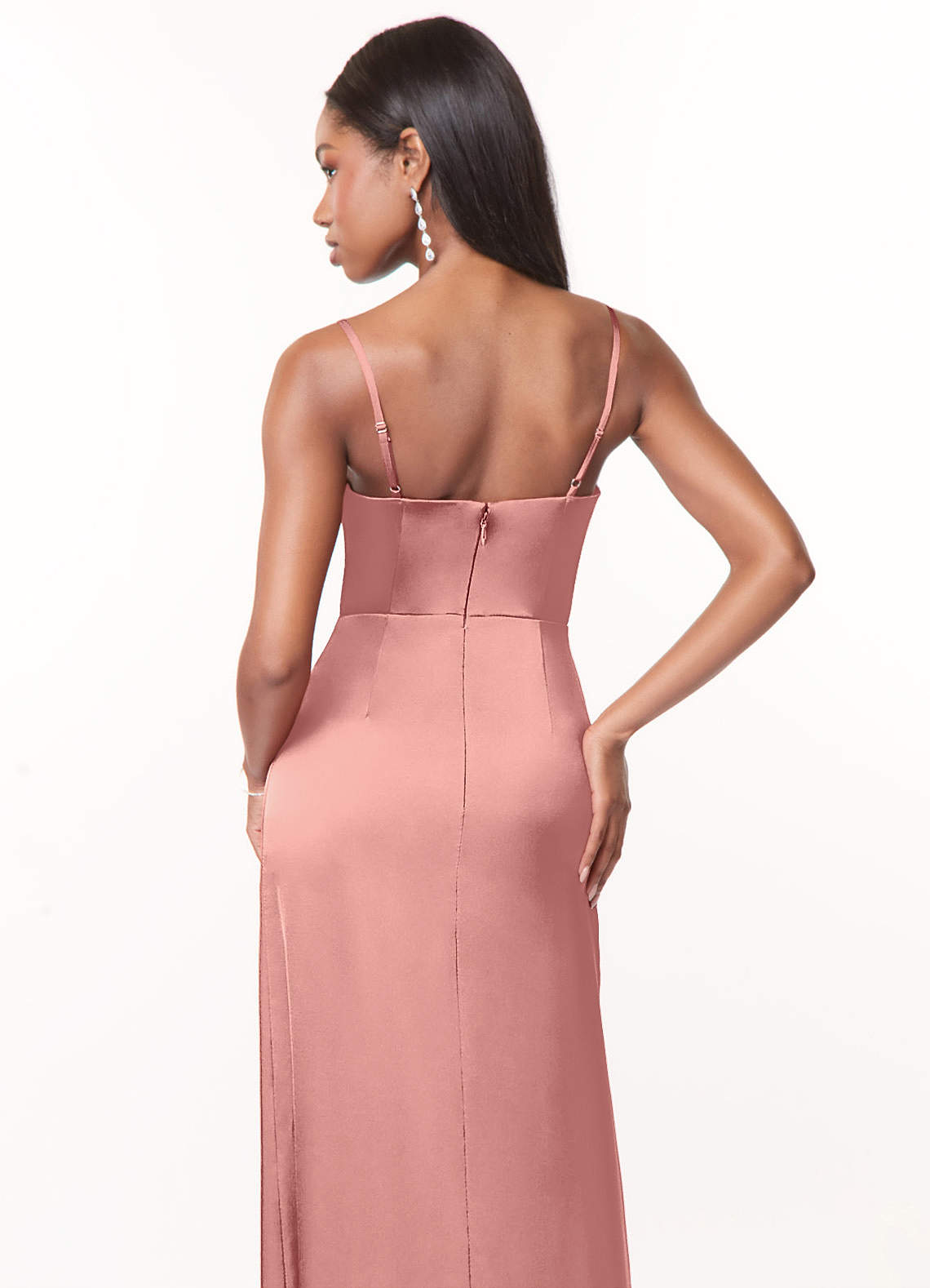 Azazie Maci Stretch Satin Dress Rosette Bridesmaid Dresses | Azazie