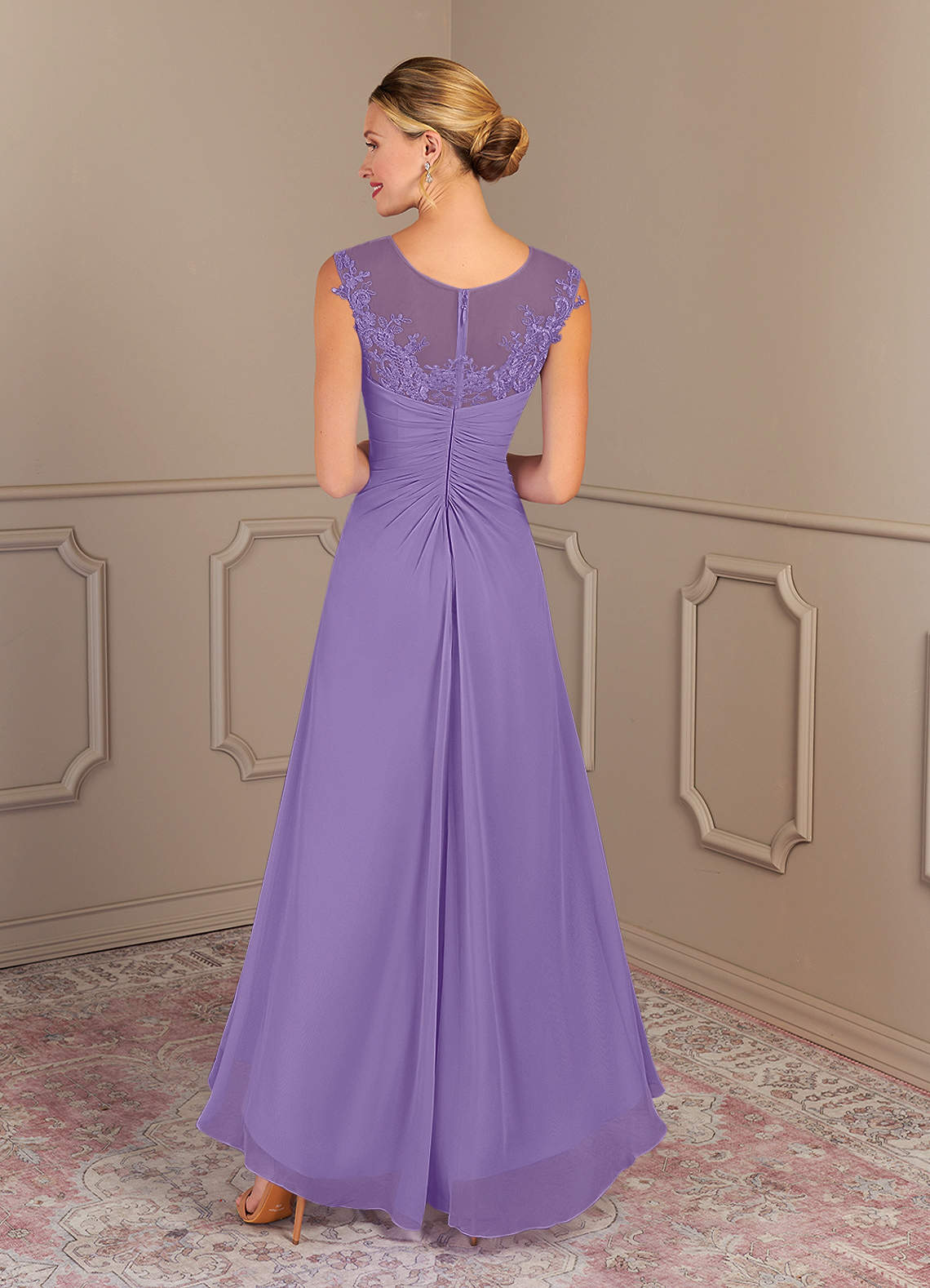 Azazie Endora Tahiti A-Line Scoop Lace Chiffon Dress | Azazie