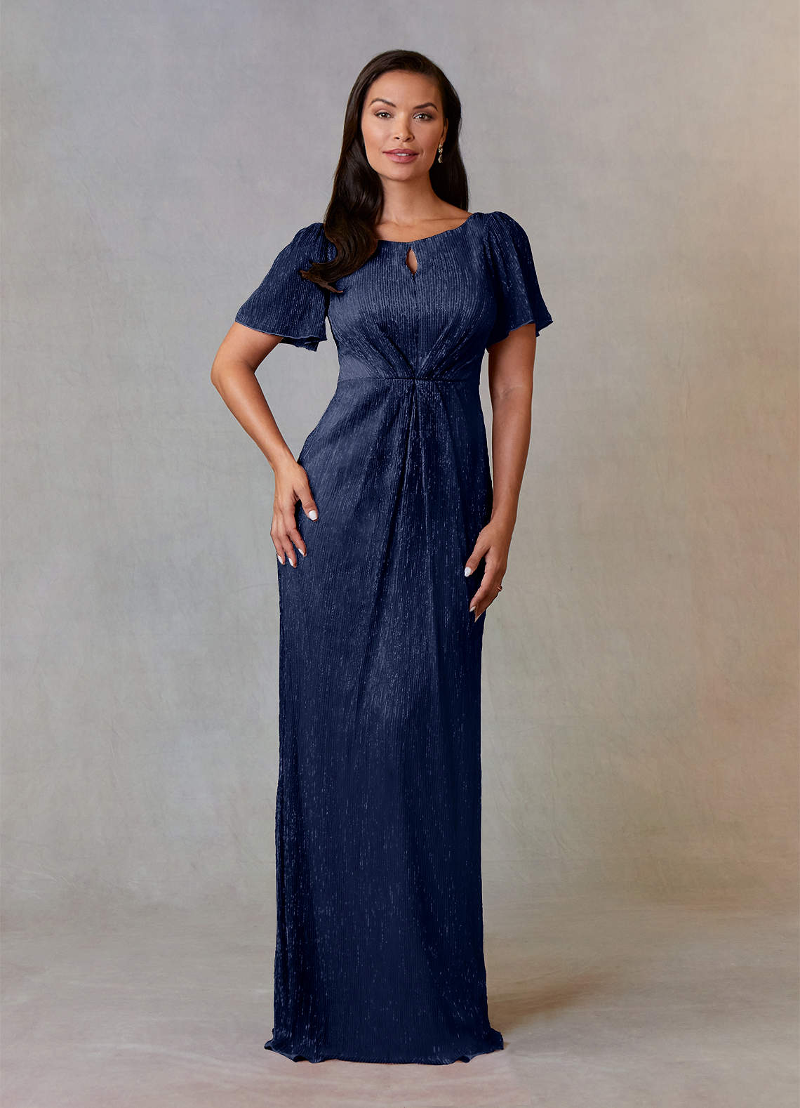 Upstudio Alameda Dark Navy A-Line Ruched Metallic Mesh Dress | Azazie