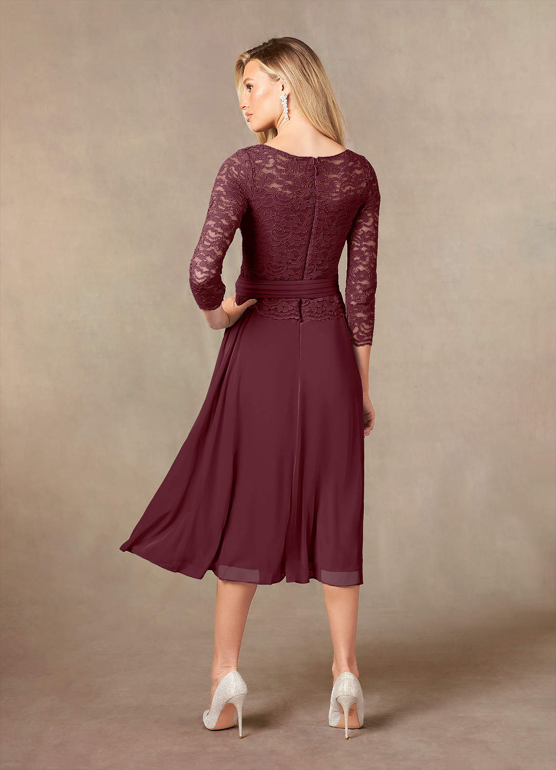 Azazie Charlee Cabernet A-Line Lace Dress | Azazie