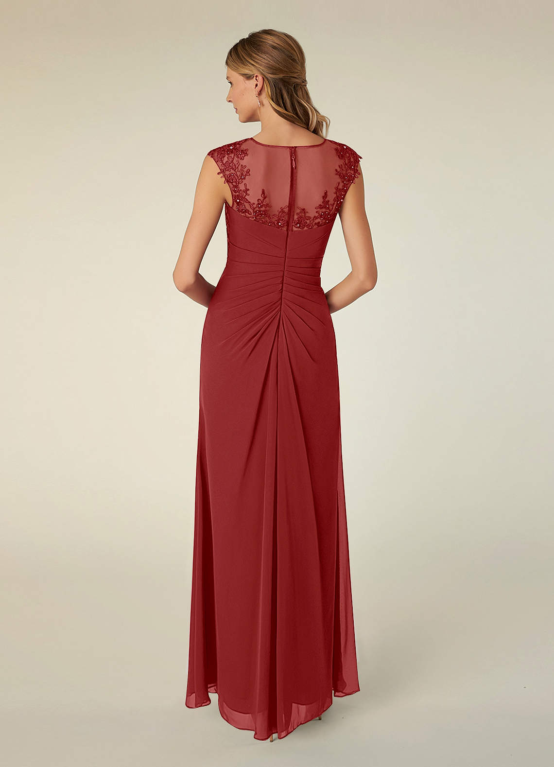 Azazie Libby Rust A-Line Scoop Sequins Chiffon Dress | Azazie