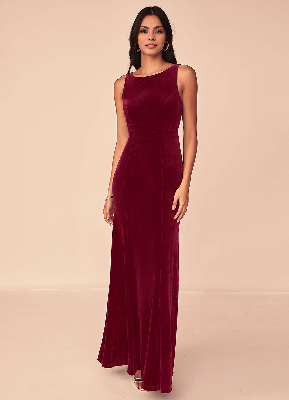 Daia Merlot Velvet Maxi Dress | Azazie