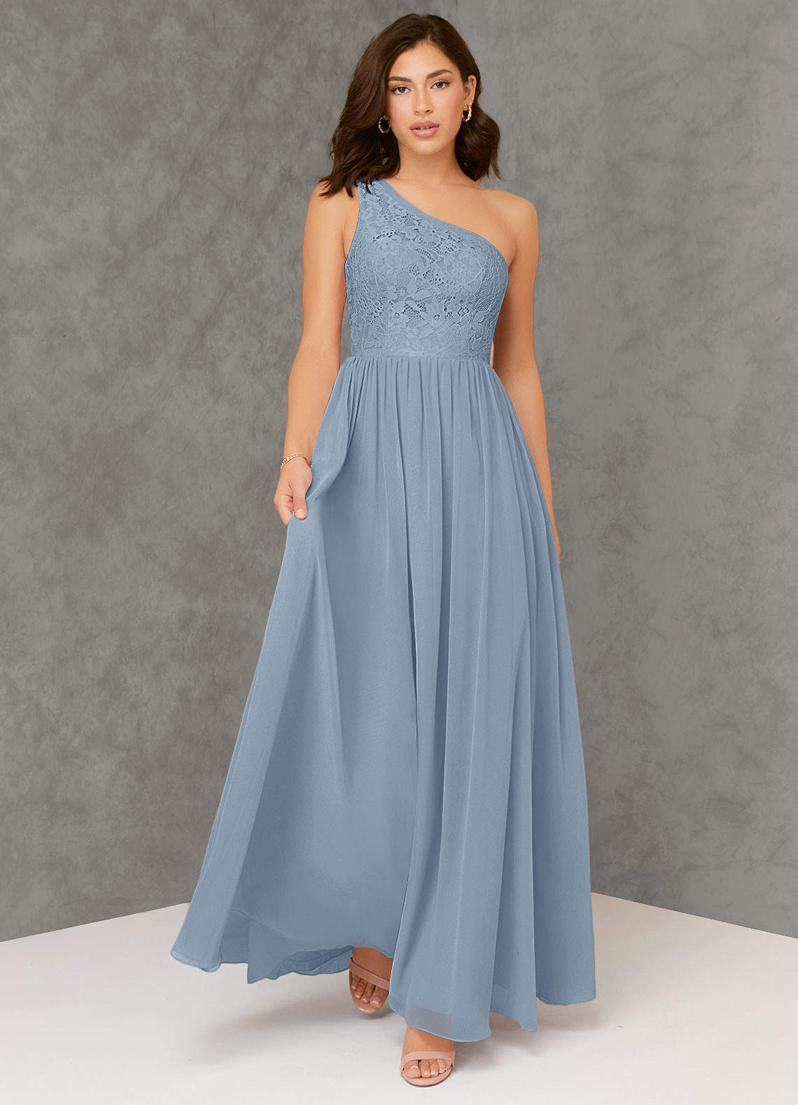 Dusty Blue Azazie Crosby Bridesmaid Dresses | Azazie