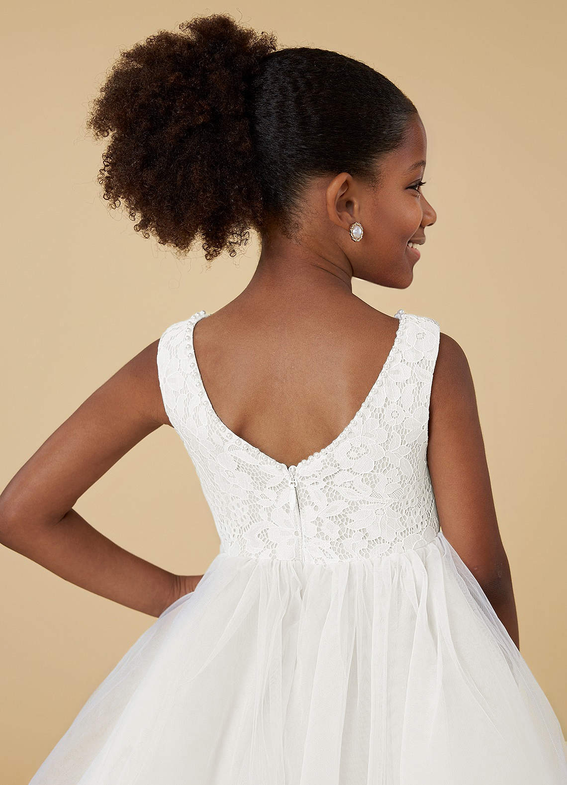 Azazie Sharlie Diamond White A-Line Lace Tulle Dress | Azazie
