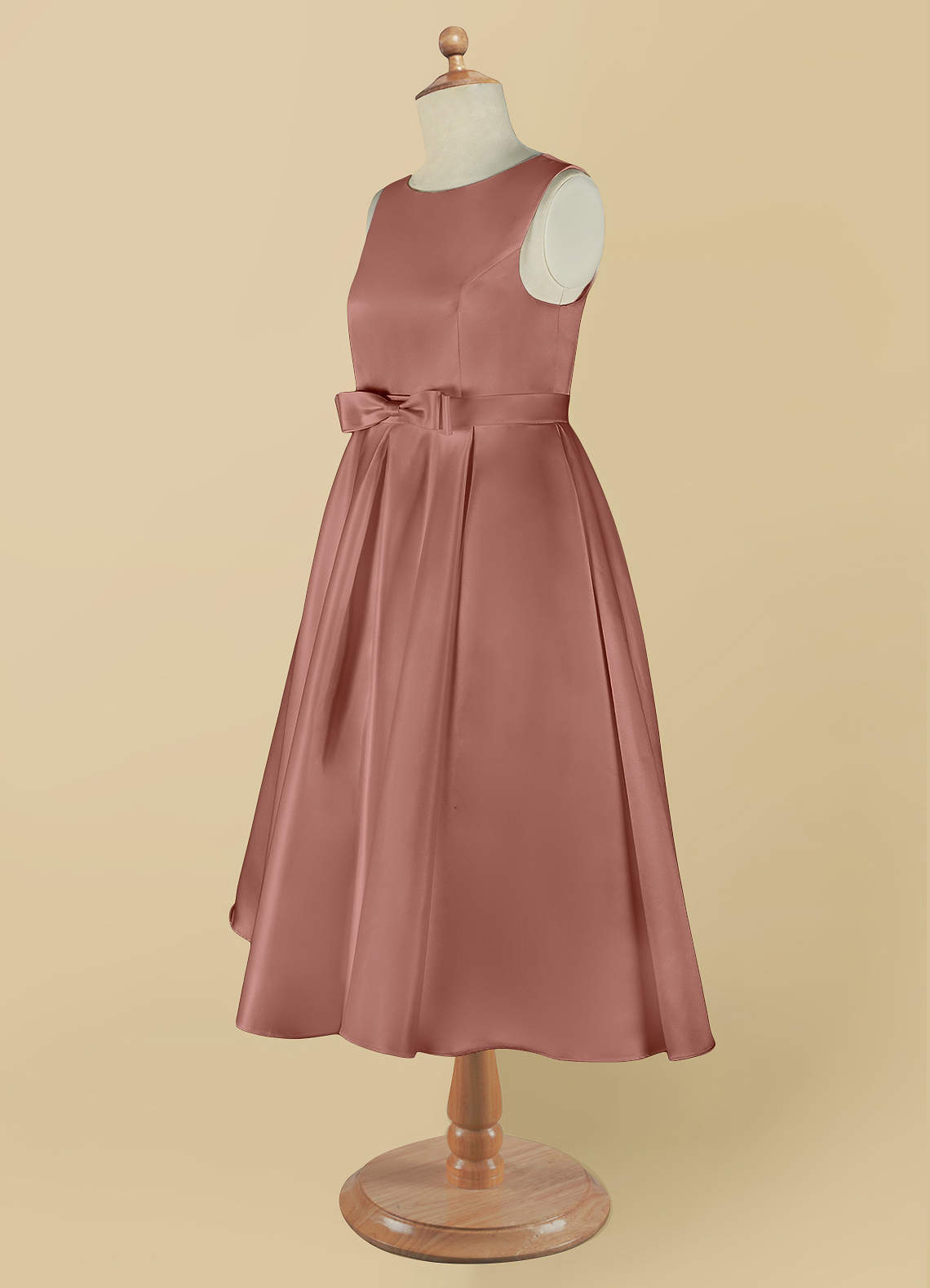 Cedar Rose Azazie Coco A-Line Bow Matte Satin Knee-Length Dress | Azazie