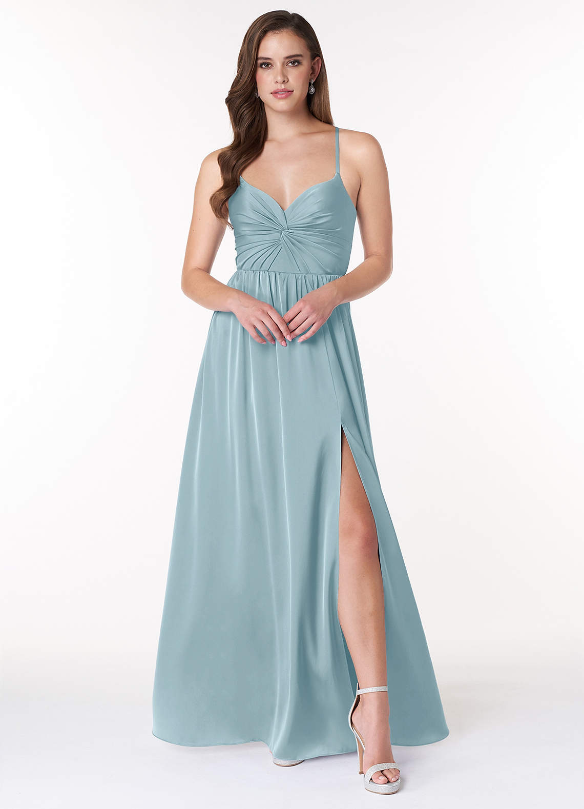 Moody Blue Azazie Raya Stretch Satin Dress Bridesmaid Dresses | Azazie