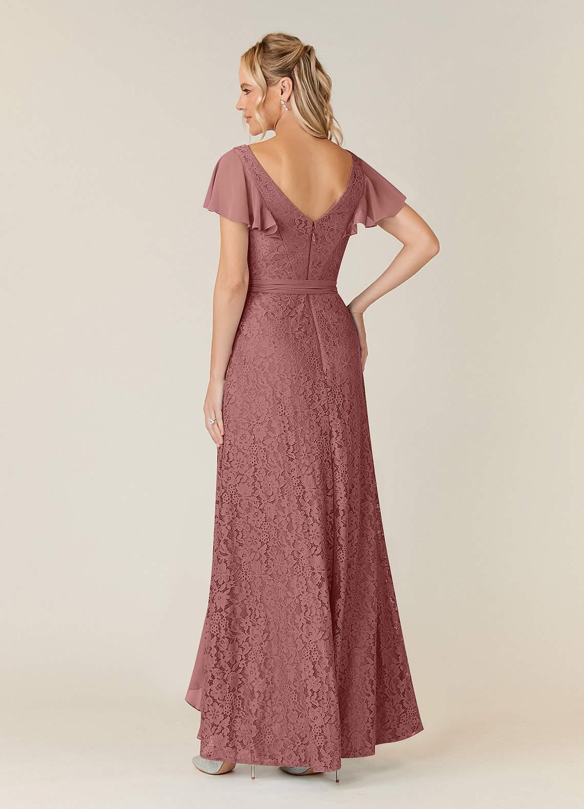 Desert Rose Azazie Knox Desert Rose A-Line V-Neck Chiffon Dress | Azazie