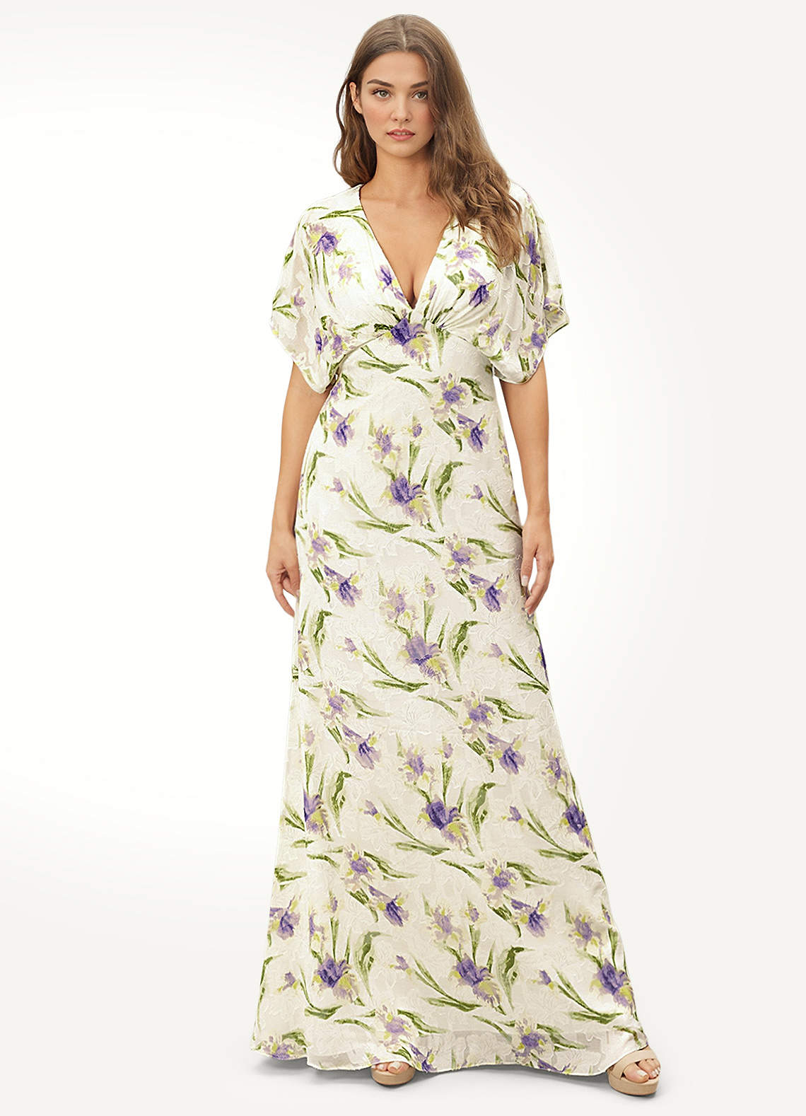 Mara Tulip Multi Print V Neck Maxi Dress | Azazie