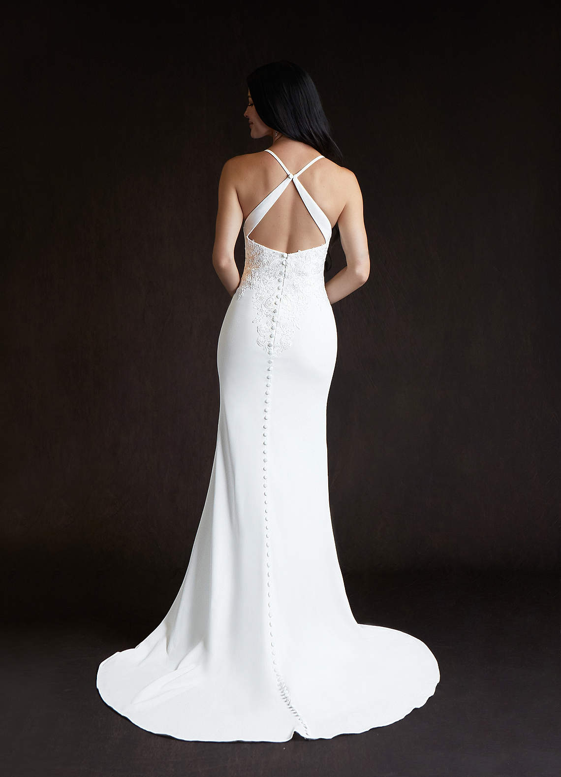 Azazie Kita Diamond White Mermaid Lace Stretch Crepe Dress | Azazie