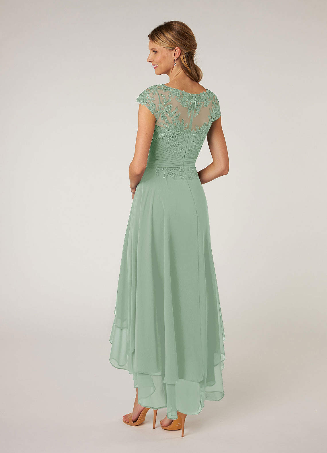 Agave Azazie Shonda Agave Lace Chiffon Dress | Azazie