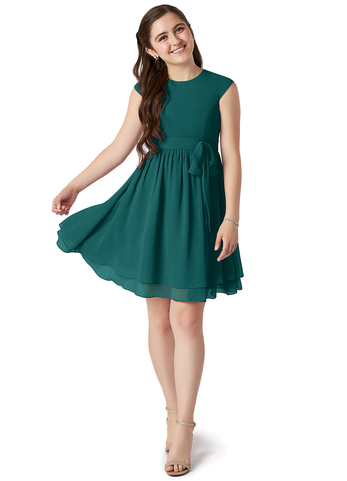 Peacock Azazie Ingrid JBD Junior Bridesmaid Dresses | Azazie
