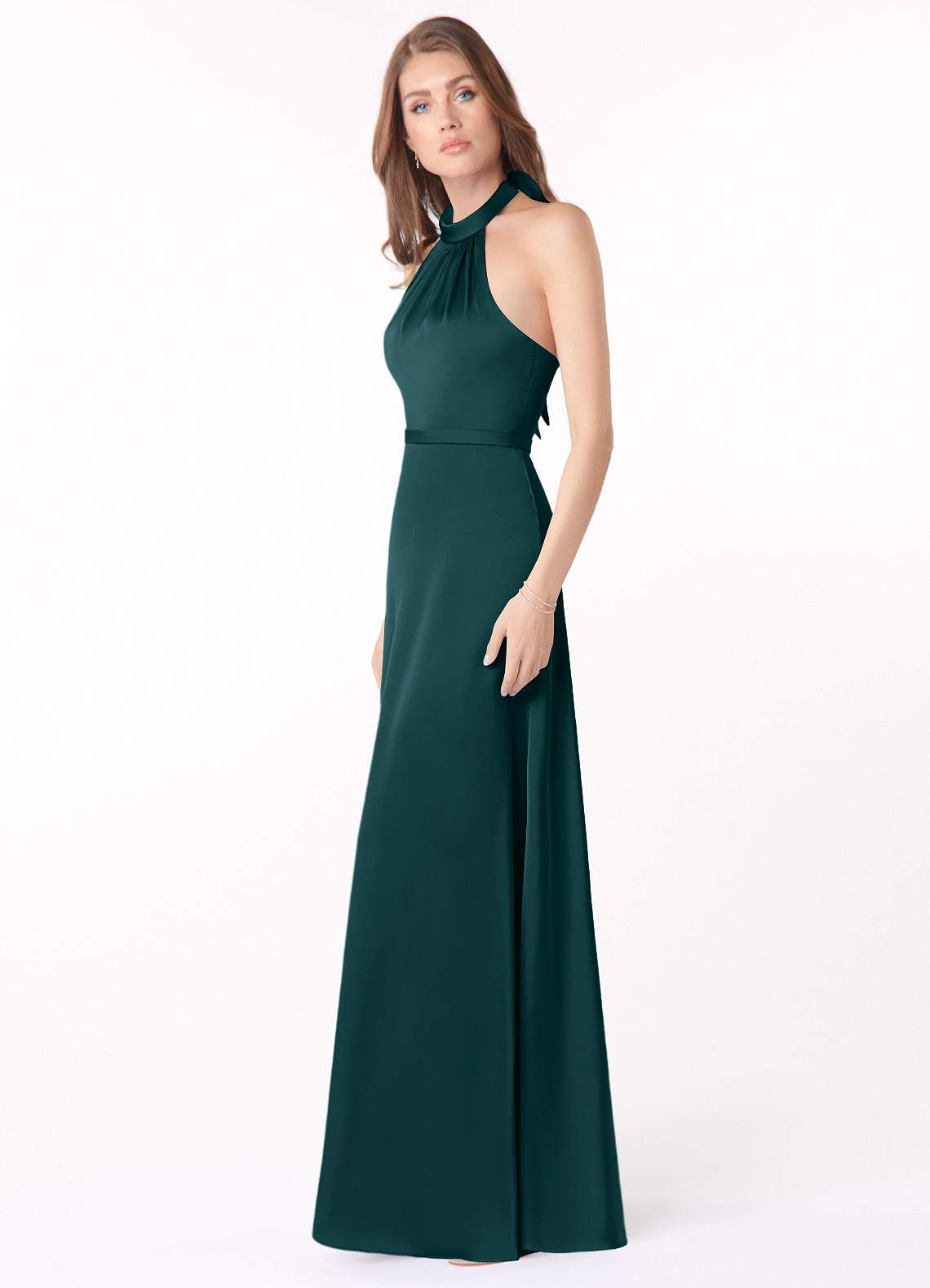 Pine Azazie Delmar Stretch Satin Dress Bridesmaid Dresses | Azazie