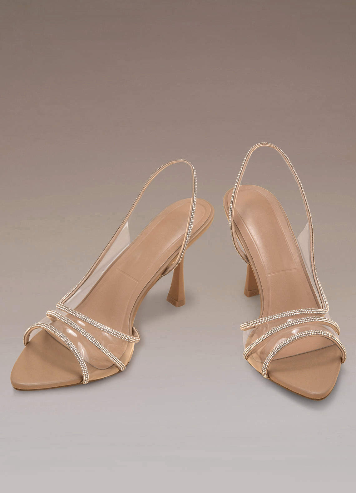 Nude Crystal Clear PVC Stiletto Heel Sandals | Azazie