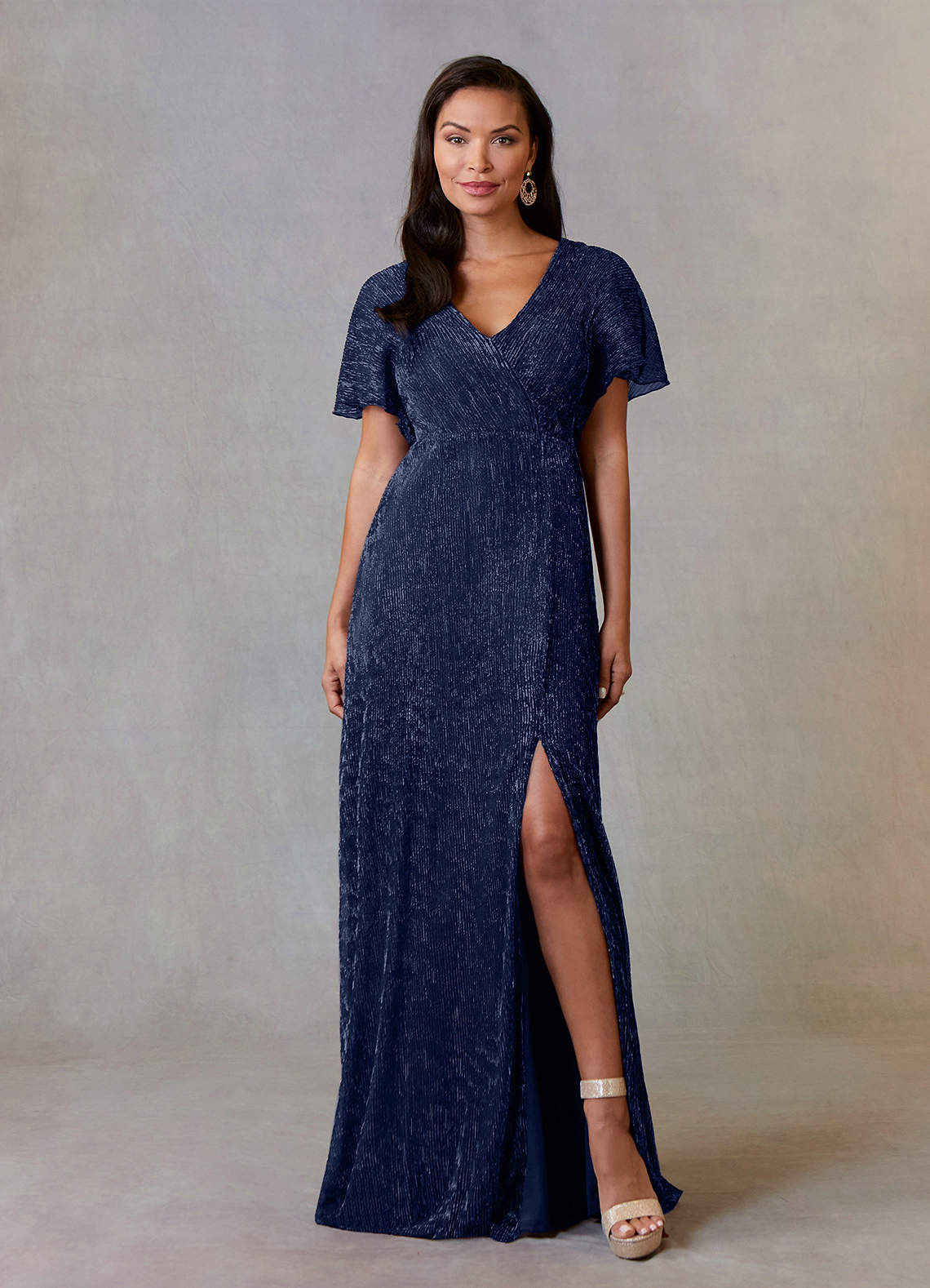 Upstudio Yuma Dark Navy A-Line Metallic Mesh Dress | Azazie