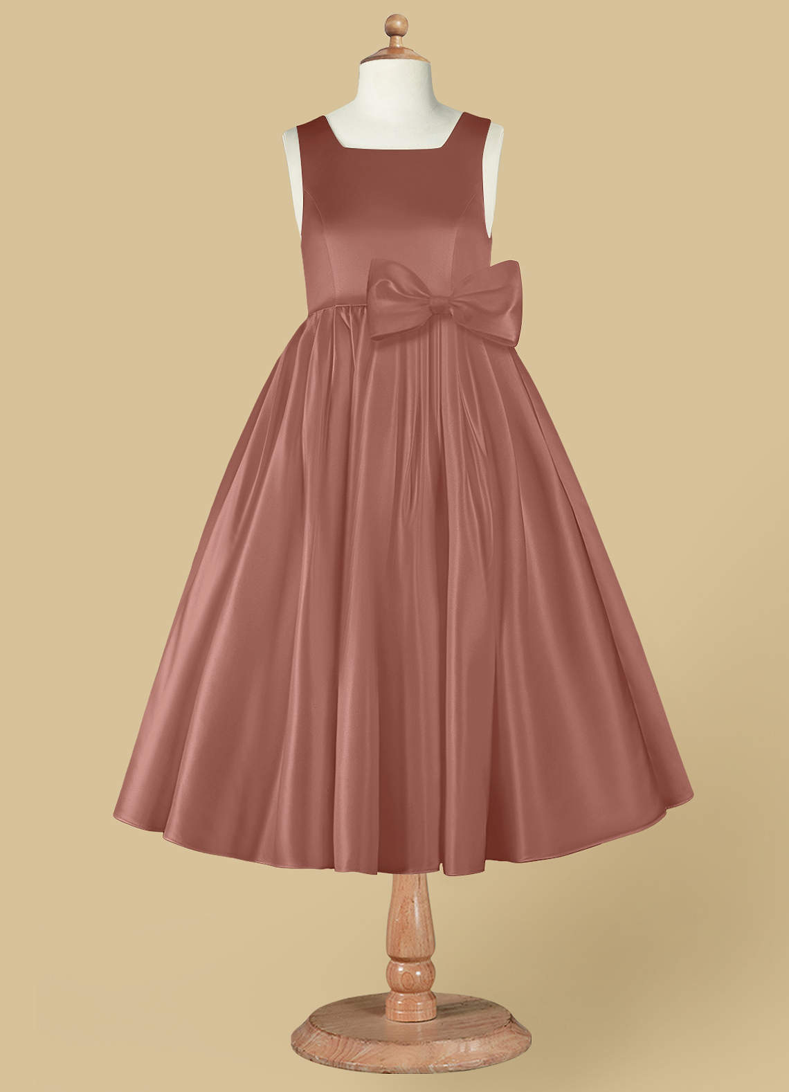 Cedar Rose Azazie Bo Peep Cedar Rose A-Line Bow Matte Satin Dress | Azazie
