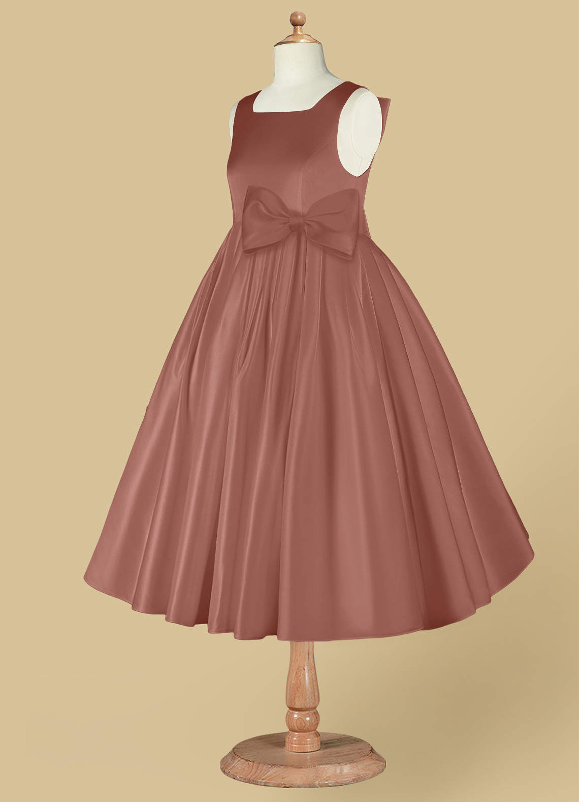 Cedar Rose Azazie Bo Peep Cedar Rose A-Line Bow Matte Satin Dress | Azazie