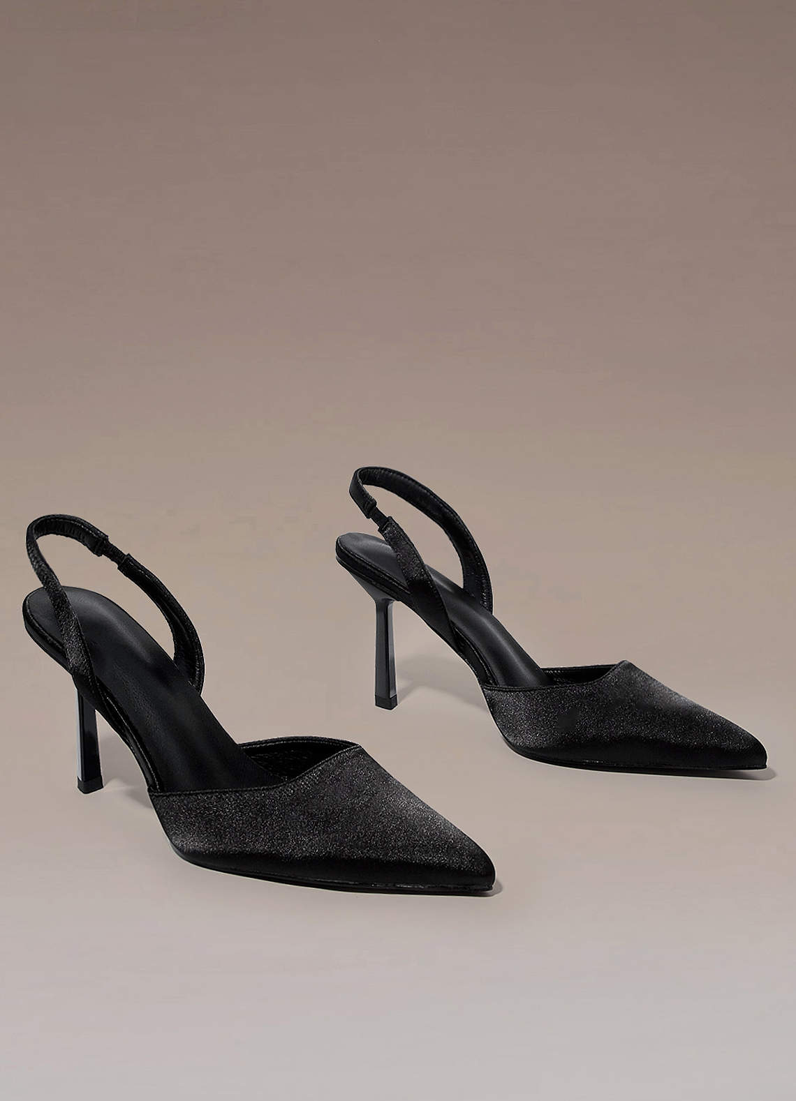 Black Satin Sling-Back Pumps | Azazie