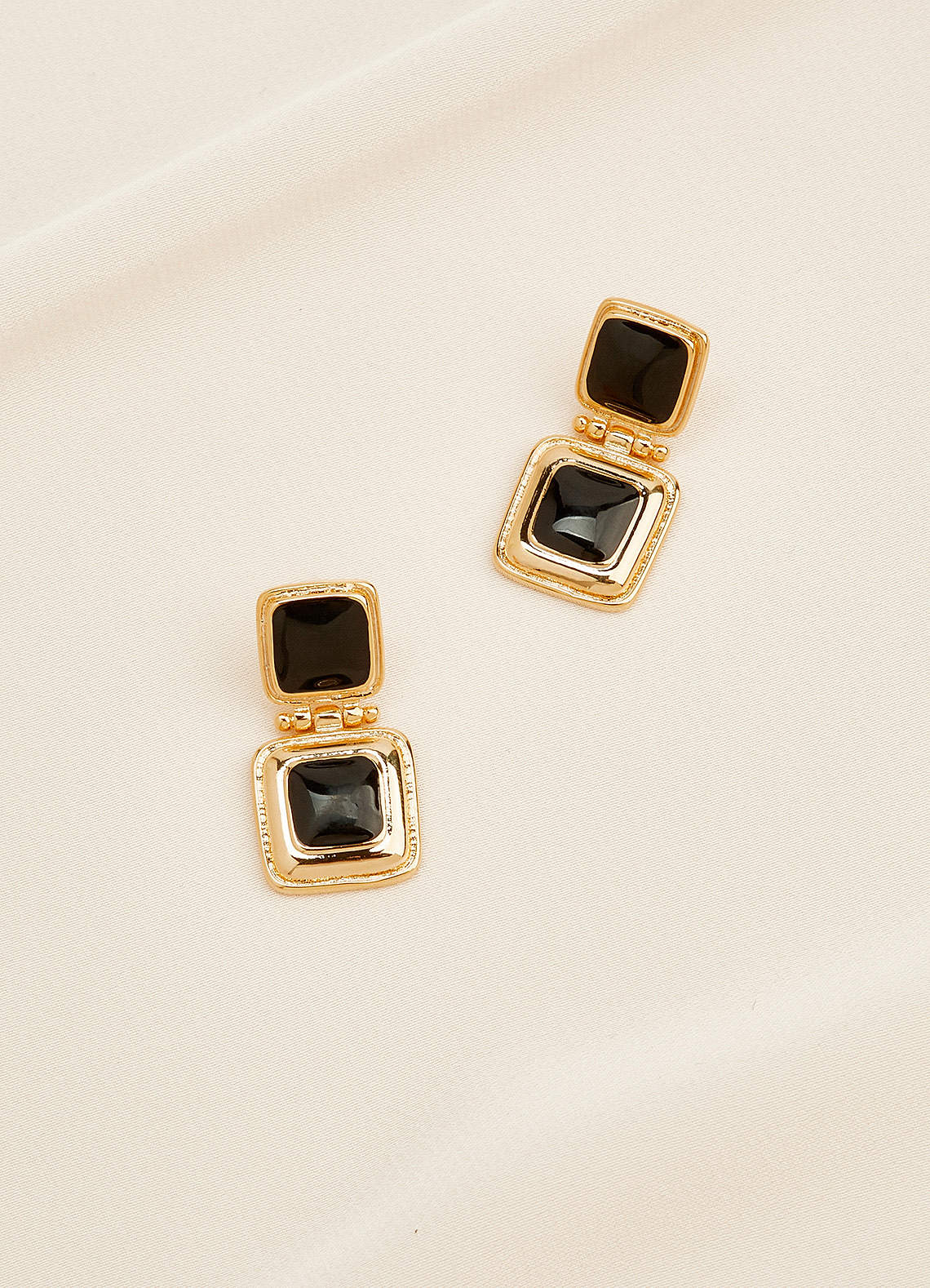 Vintage Inspired Black Square Accent Earrings | Azazie