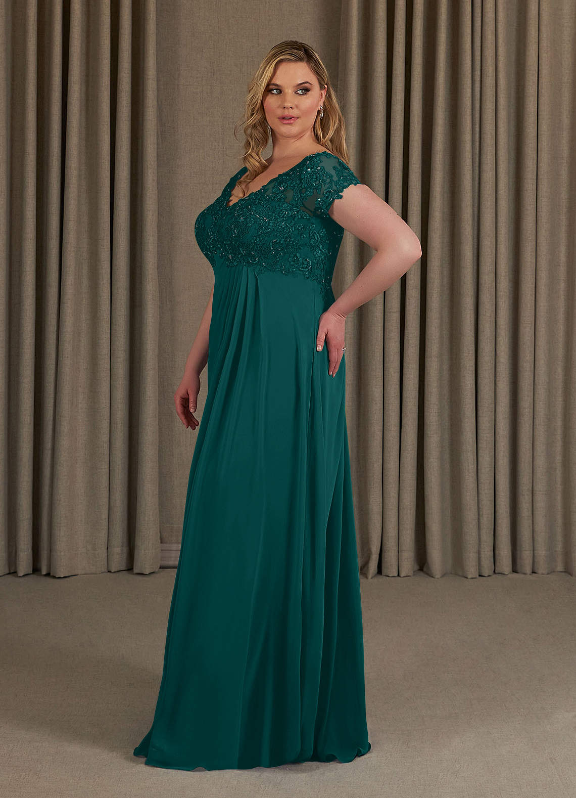 Azazie Jetta Peacock A-Line Sequins Chiffon Dress | Azazie