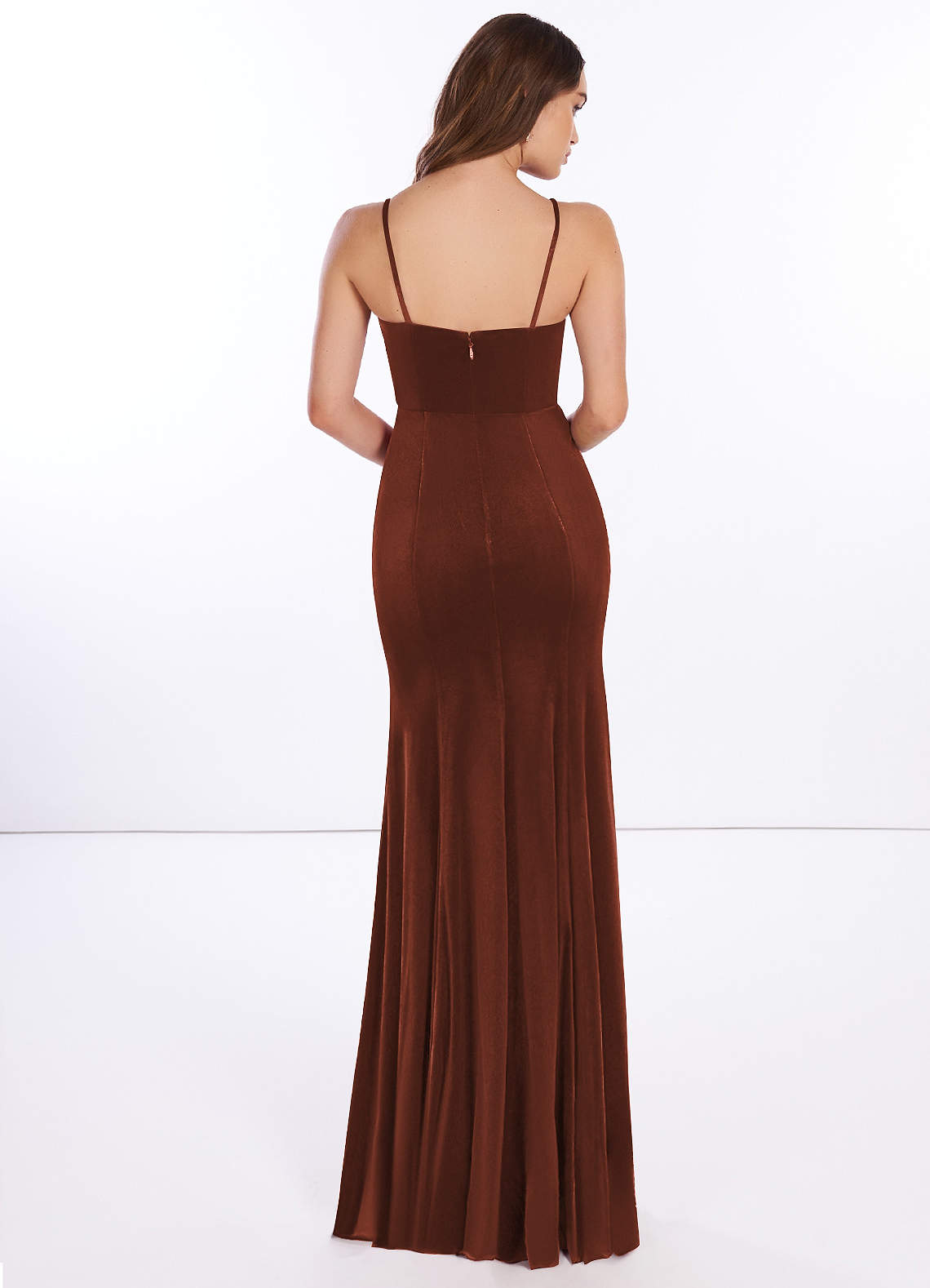 Azazie Solange Velvet Dress Terracotta Bridesmaid Dresses | Azazie