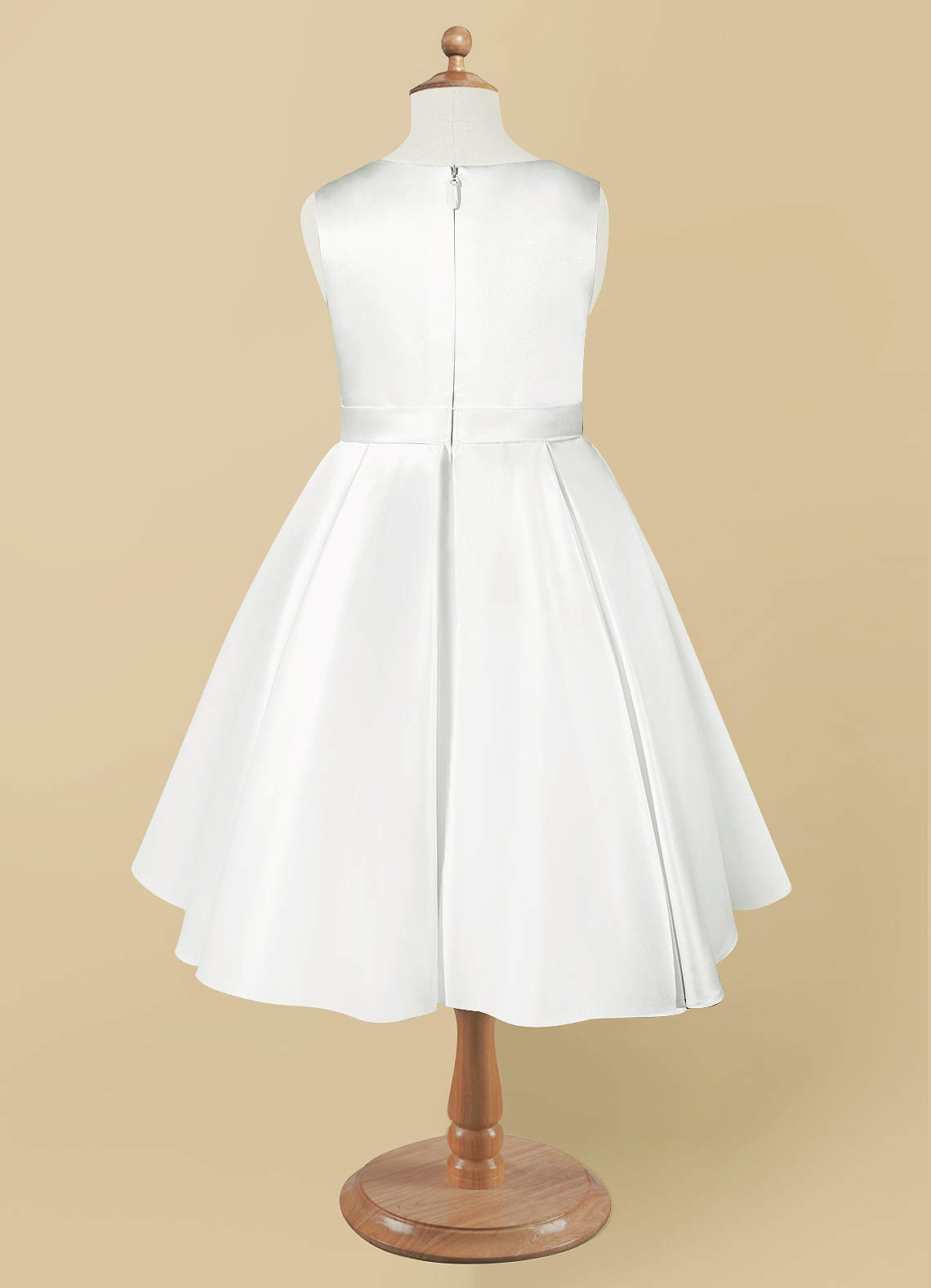Ivory Azazie Coco A-Line Bow Matte Satin Knee-Length Dress | Azazie