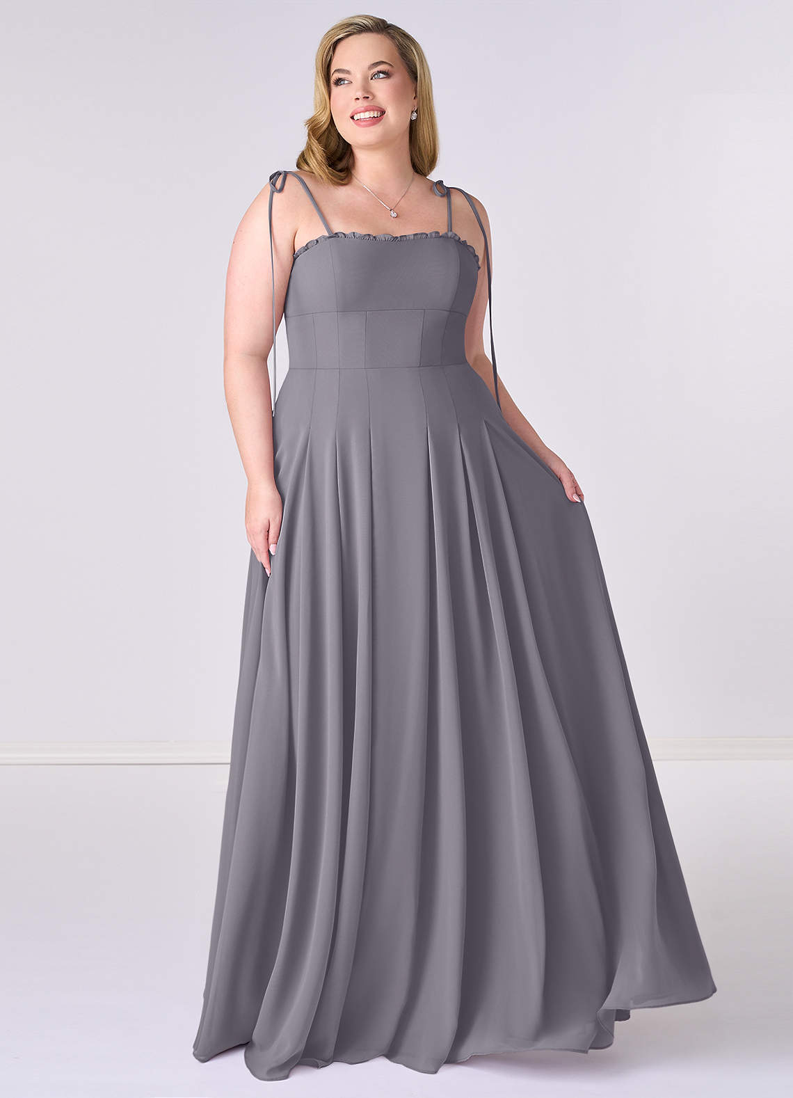 Shadow Box Pleated Chiffon A-Line Dress Bridesmaid Dresses | Azazie