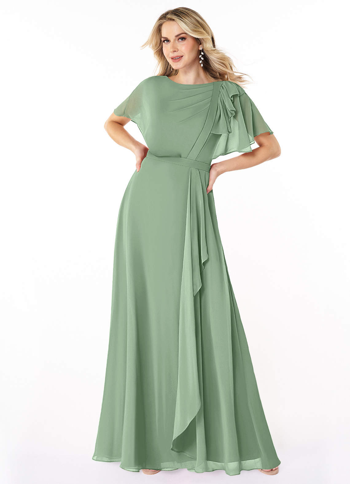 Azazie Aaliyah Matcha Modest Bridesmaid Dresses | Azazie