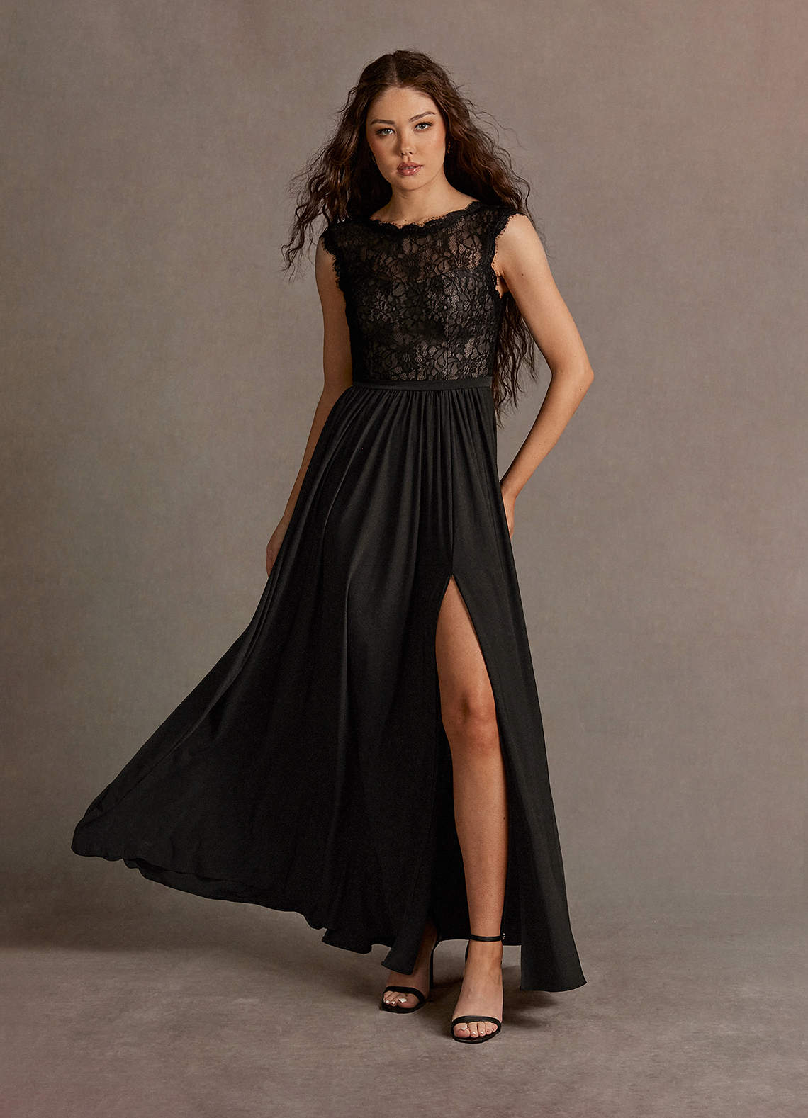 Anna Black Plunging Back Maxi Dress | Azazie