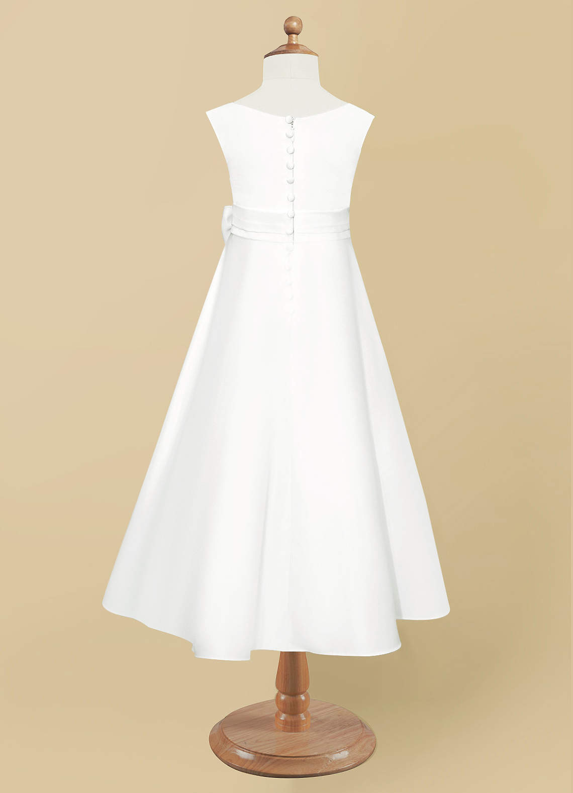 Azazie Lindy Ivory A-Line Pleated Matte Satin Dress | Azazie