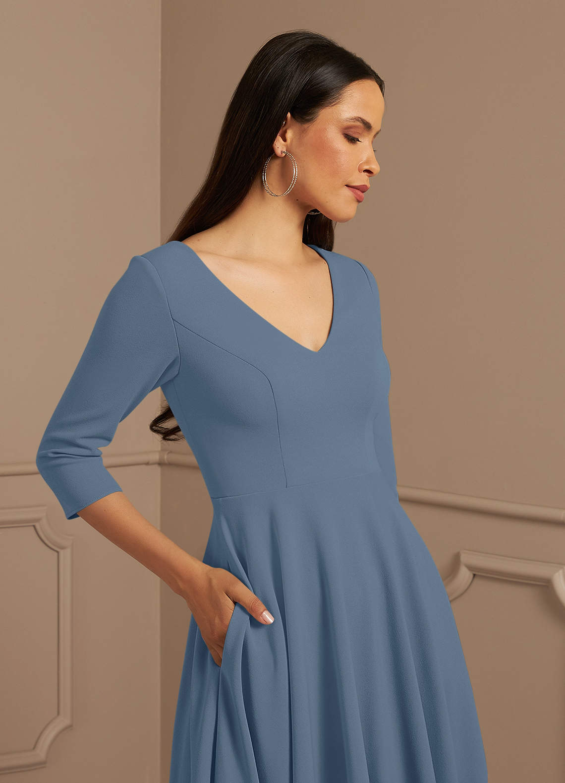 Twilight Azazie Nassif A-Line Stretch Crepe Tea-Length Dress | Azazie