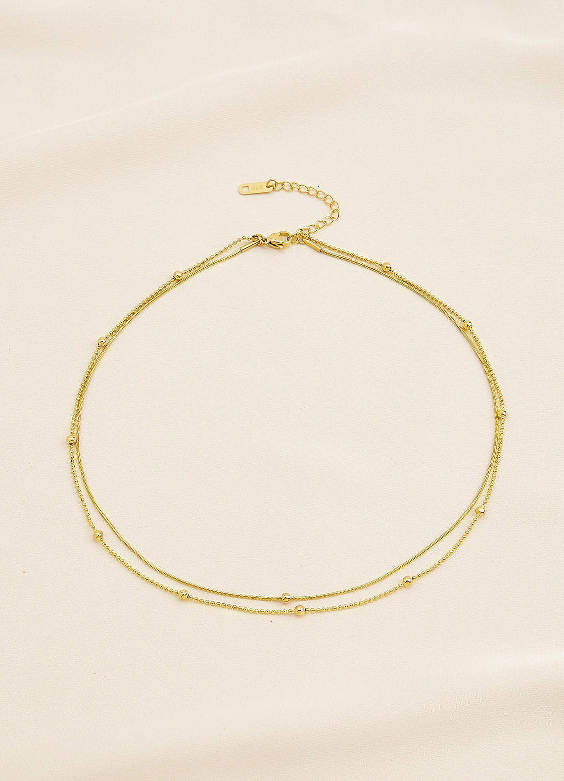 Round Snake Chain And Bead Chain Layered Necklace | Azazie