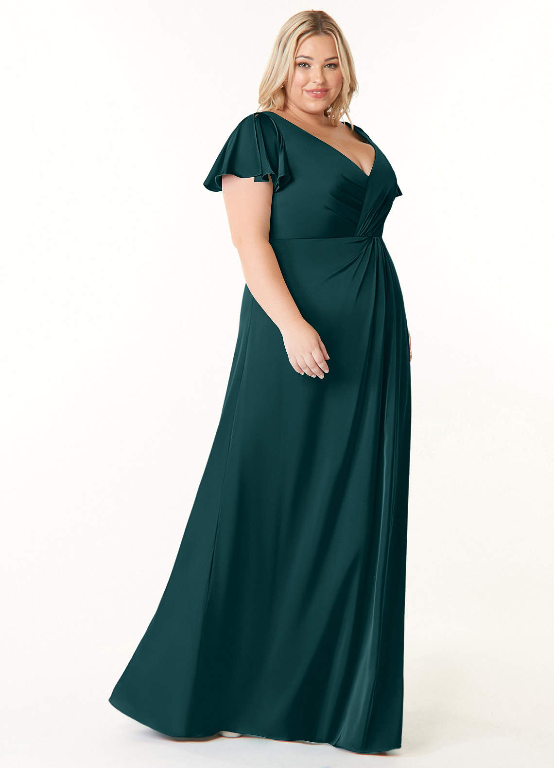Azazie Soren Stretch Satin Dress Pine Bridesmaid Dresses | Azazie